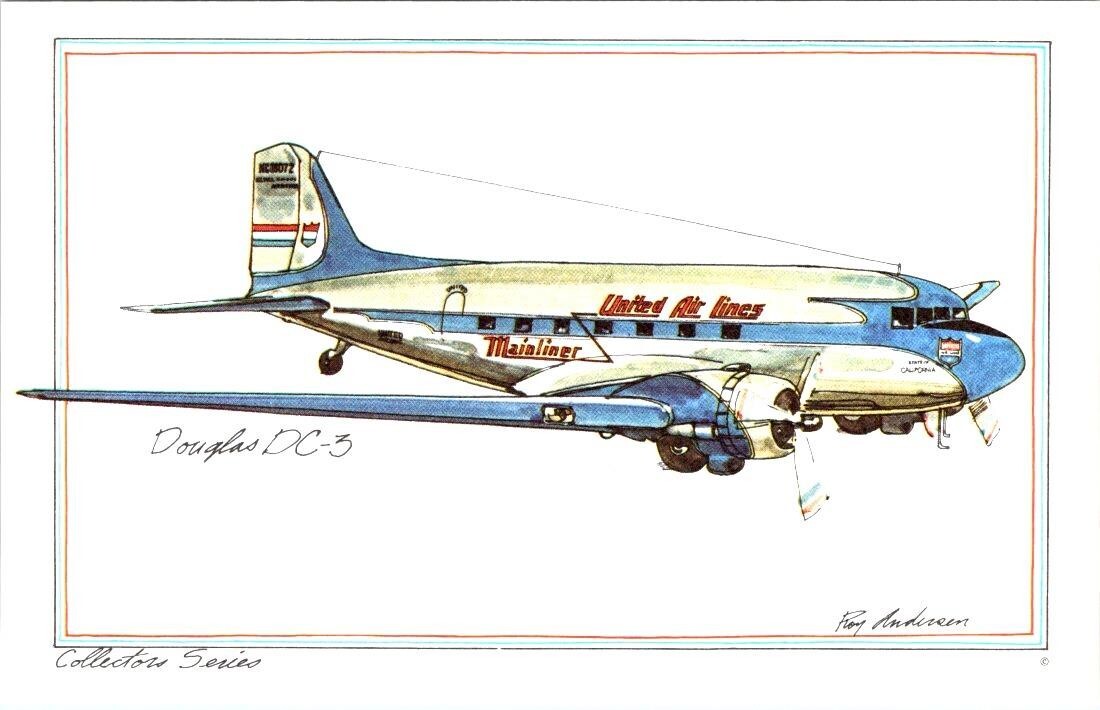 2~ROY ANDERSON Aviation Art Postcards UNITED AIR LINES~McDonnell ...
