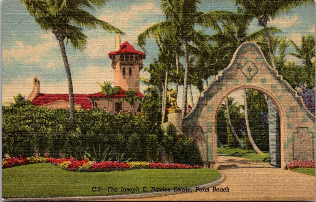 Florida Palm Beach The Joseph E Davis Estate 1952 Curteich | United ...