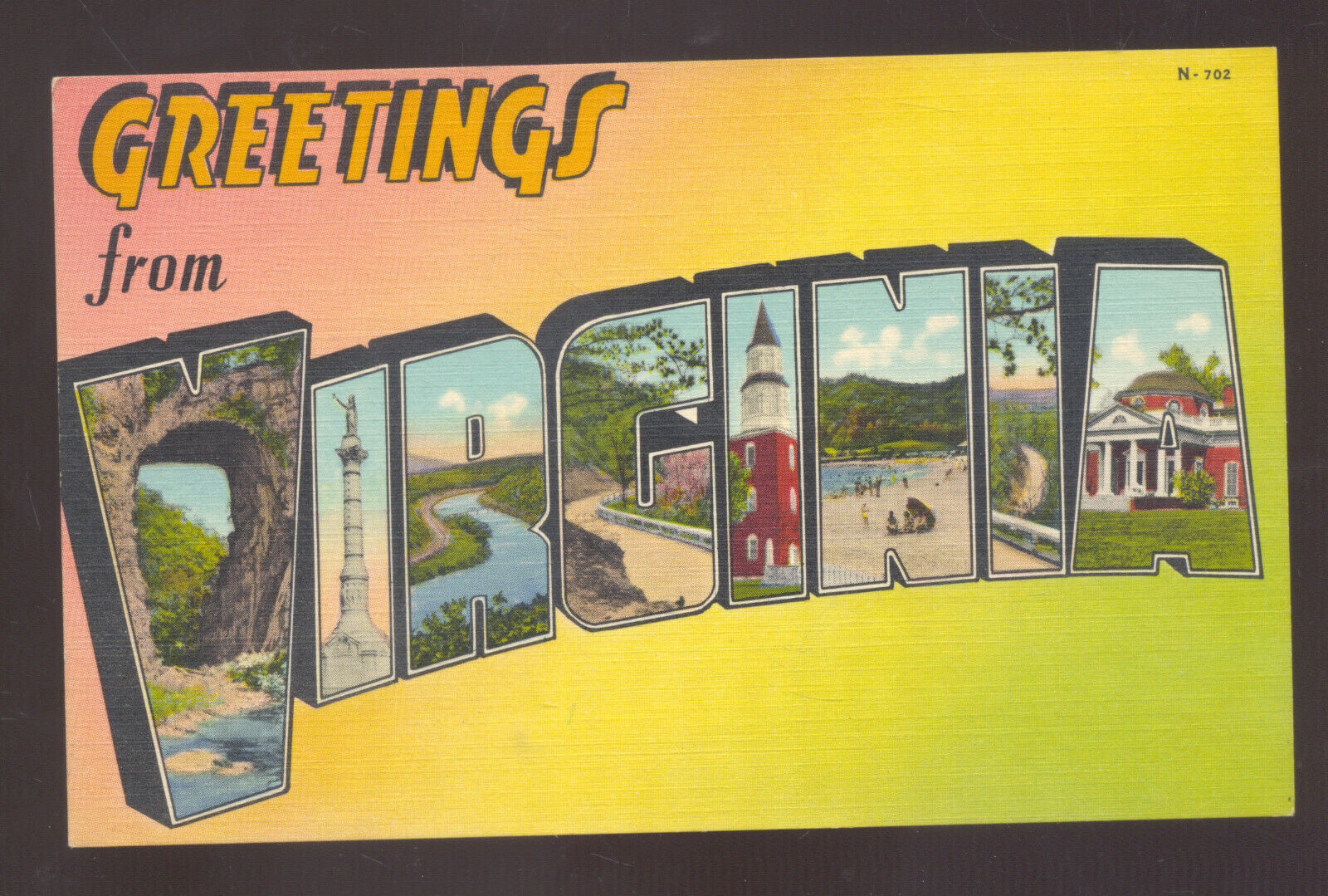 Greetings From Virginia Vintage Large Letter Linen Postcard | United ...