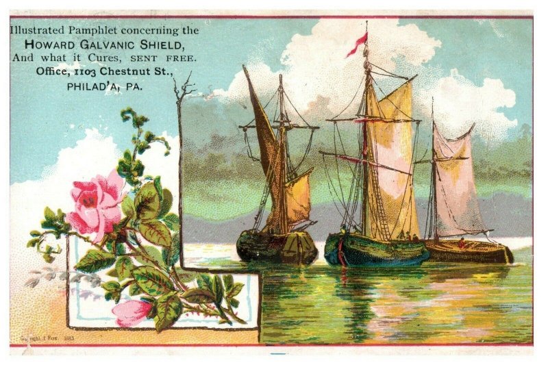 1880's Howard Galvanic Shield Quack Medicine Sail Boats Trade Card F102 ...