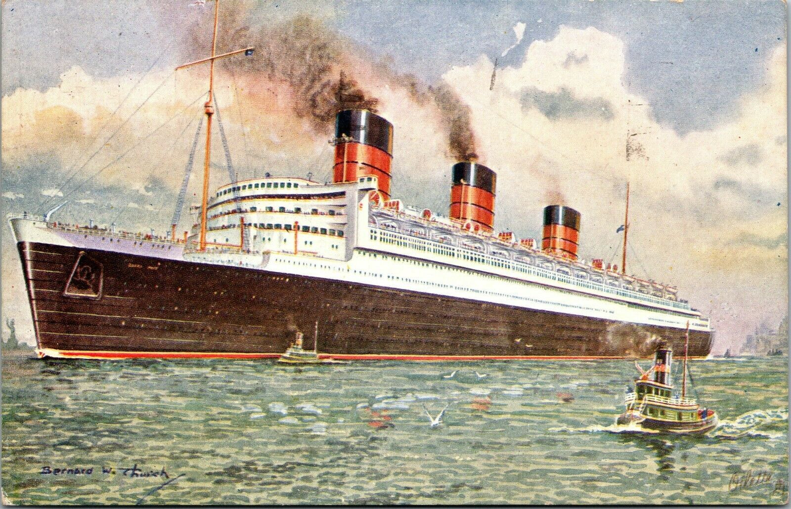 Vtg Queen Mary Cunard White Star Line Ocean Liner Raphael Tuck Oilette ...