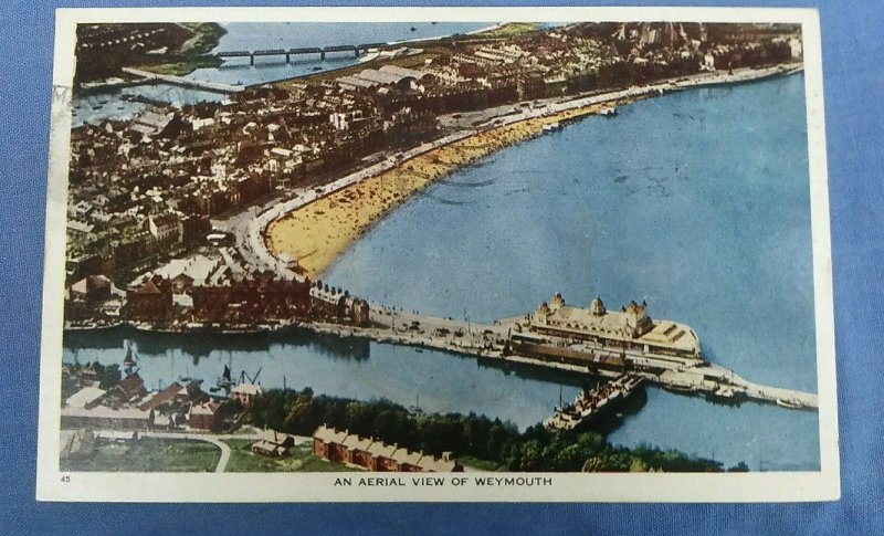 Vintage Postcard An Aerial View Of Weymouth Dorset Postmarked 1953 E1 ...