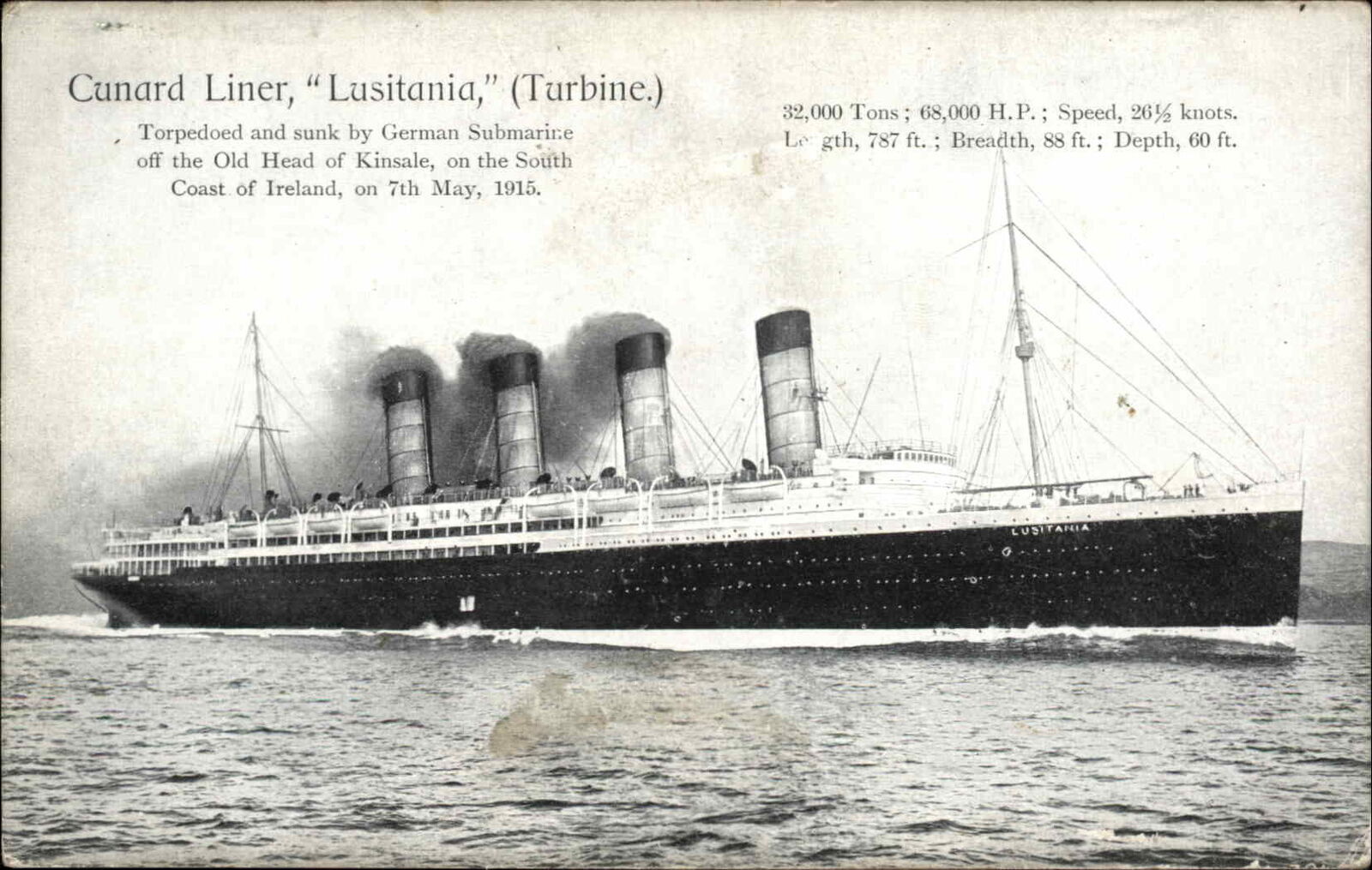 Steamship Boat Ship SS Lusitania National Series Cunard Line c1910 ...