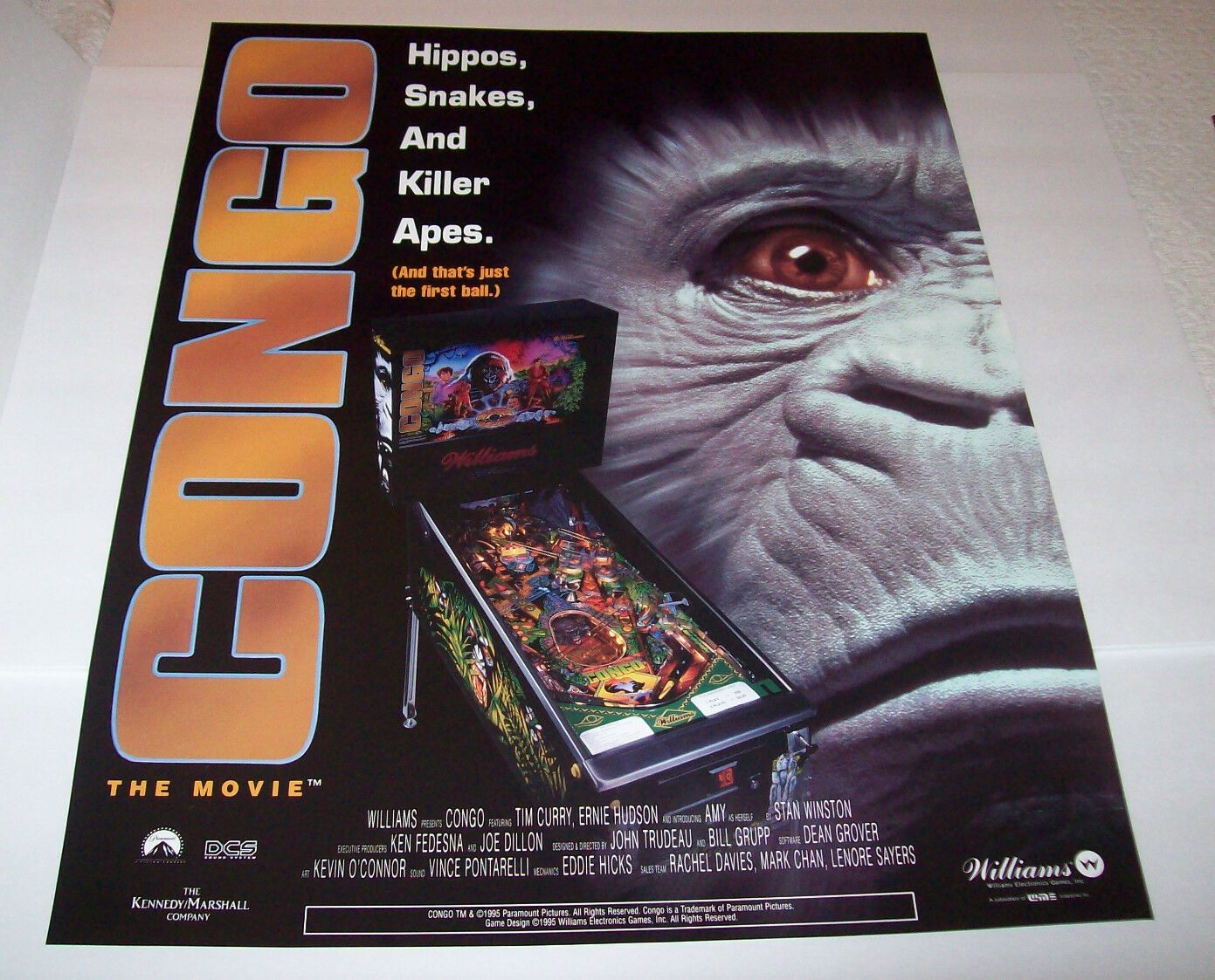 Williams Congo Pinball Machine Game POSTER Ape Gorilla Wall Art ...
