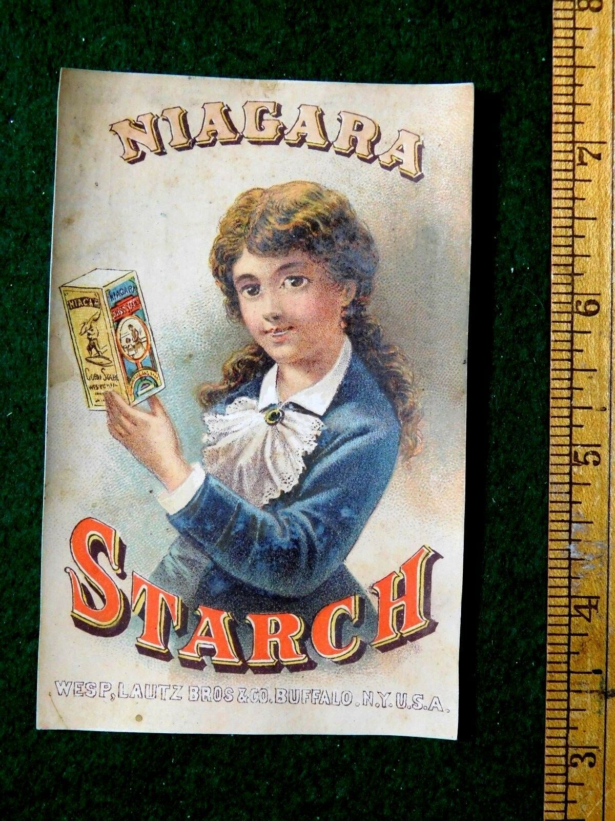 1870s-80s Lovely Girl Holding Box Of Niagara Starch Victorian Trade ...