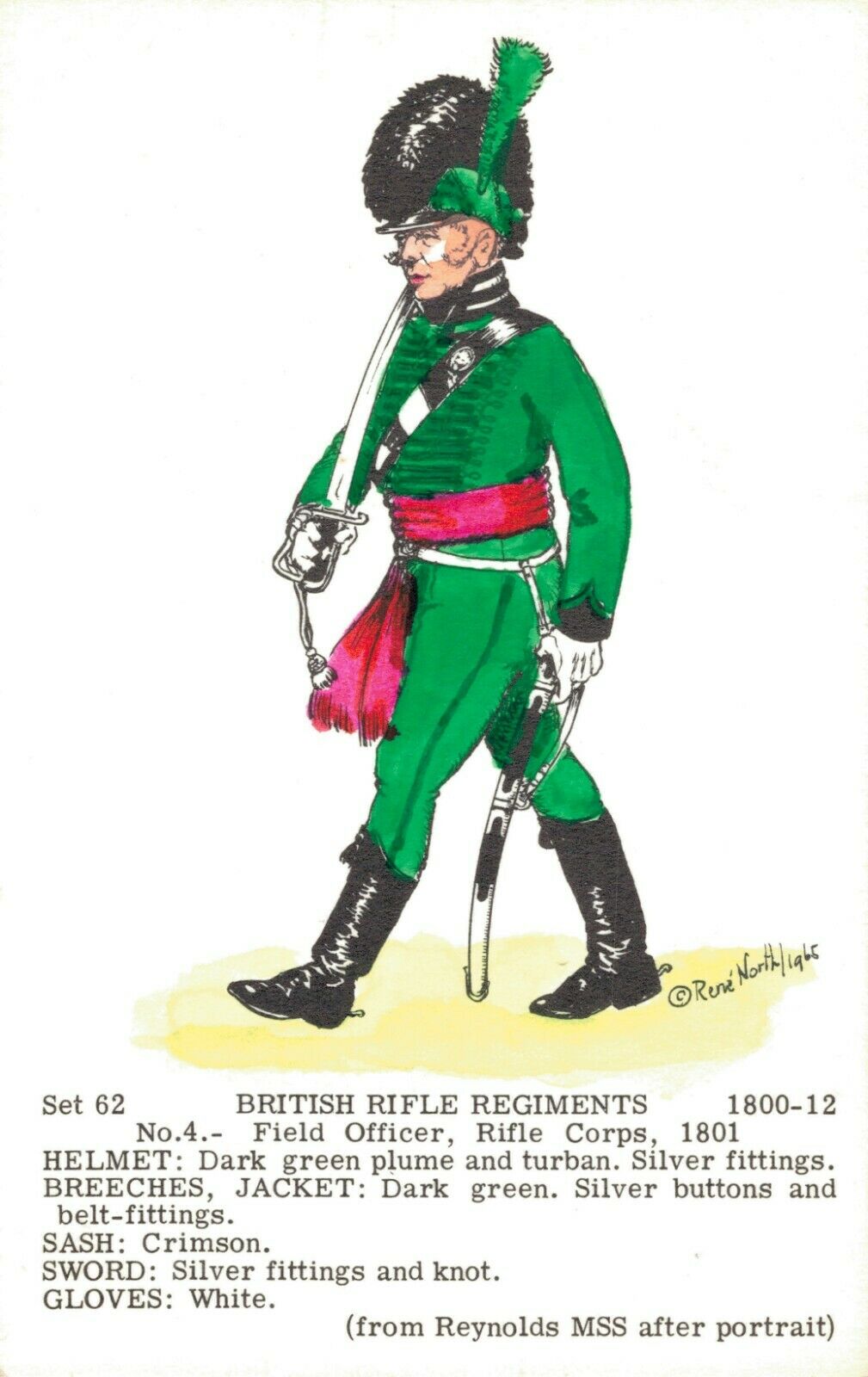 Military - Postcard British Rifle Regiments Field Officer. 01.98 ...