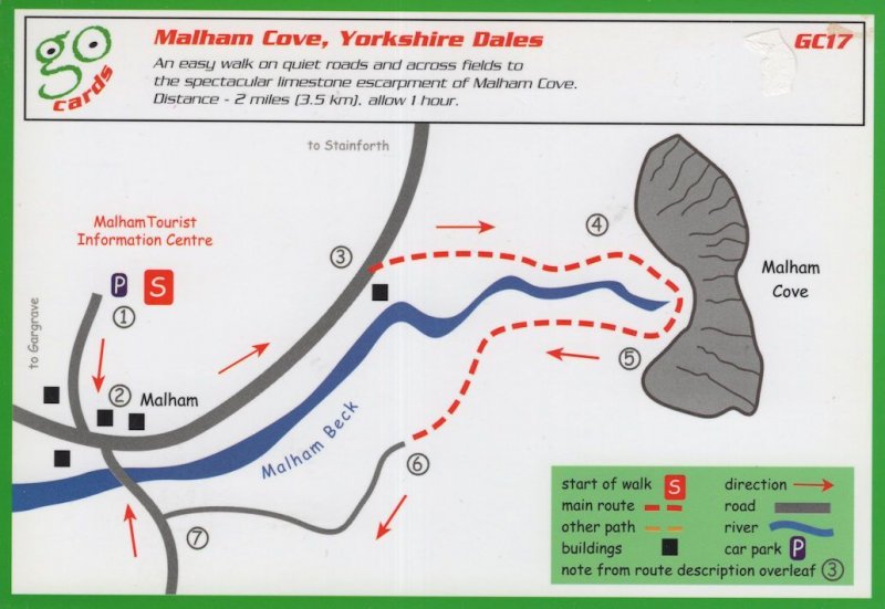Malham Cove Yorkshire Ramblers Walking Map Card | Europe - United ...