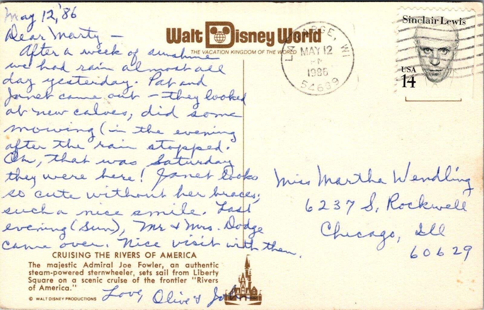 Vtg Disney World Cruising the Rivers of America Admiral Joe Fowler ...