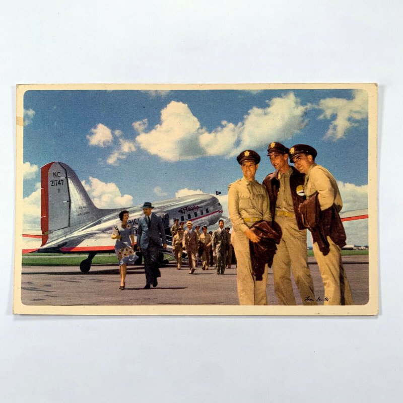Postcard Airline Aviation Airplane American Pilots 1950s Uniform ...