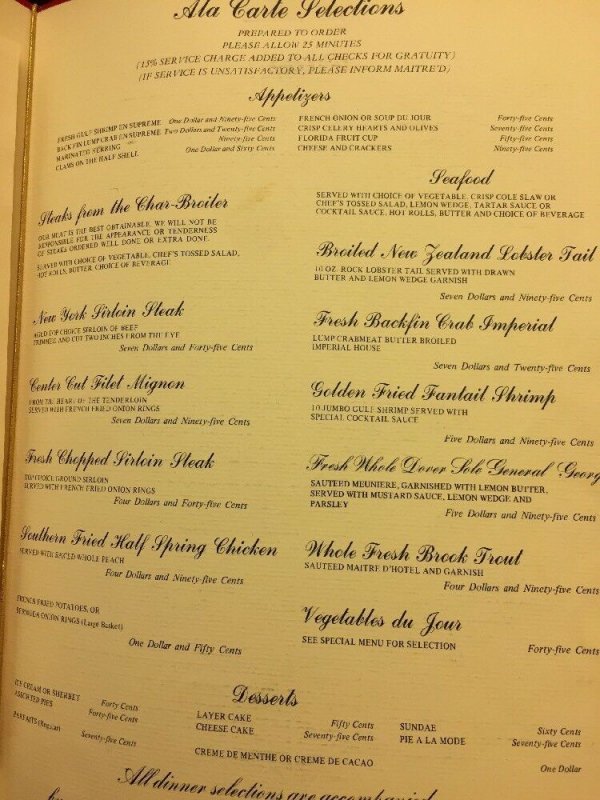 Vintage 70s PATTON HALL Restaurant Menu Fort Myers Officers Club ...