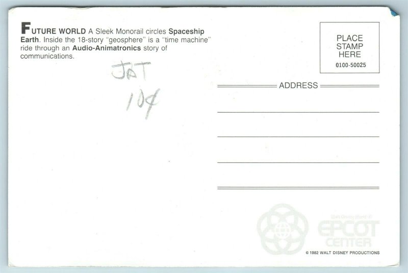 Postcard FL Walt Disney World Epcot Future World Spaceship Earth ...
