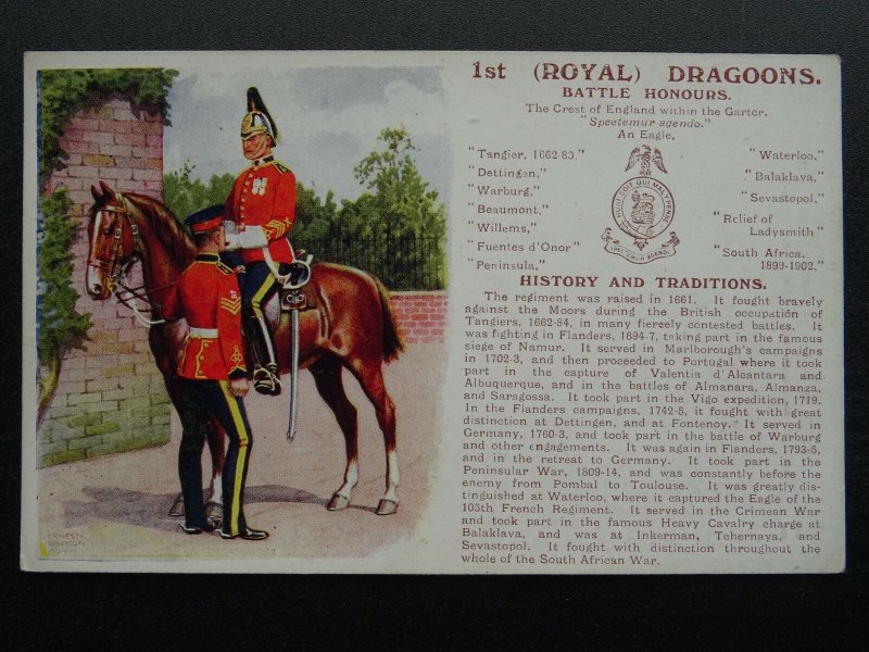 1st ROYAL DRAGOONS History & Traditions c1915 Postcard by Gale & Polden ...