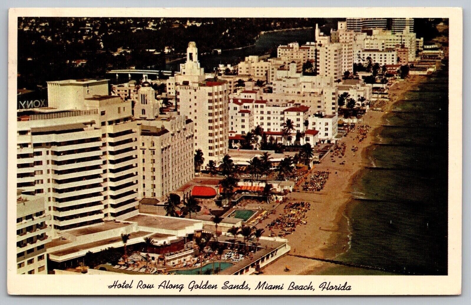 Hotel Row Golden Sands Miami Beach Florida Aerial View Shoreline Ocean ...