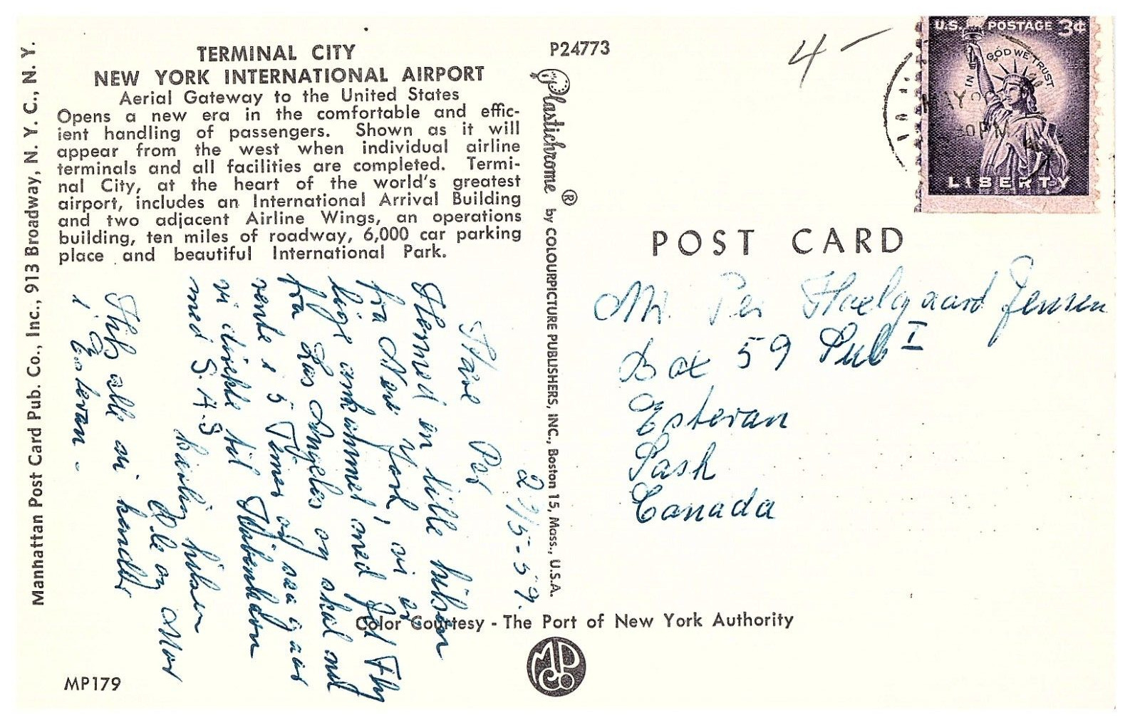 Terminal City New York International Airport Postcard Posted 1959 ...