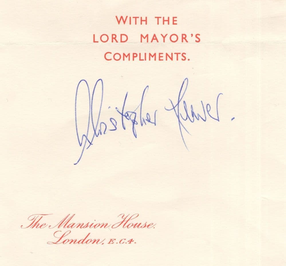 Christopher Leaver 1980s London Mayor Official Hand Signed Autograph ...