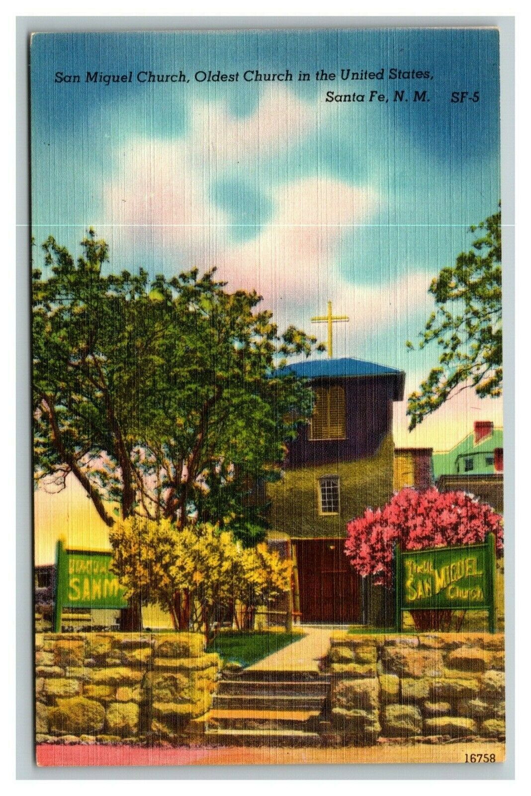 Vintage 1940's Postcard San Miguel Church Oldest in America Santa Fe ...