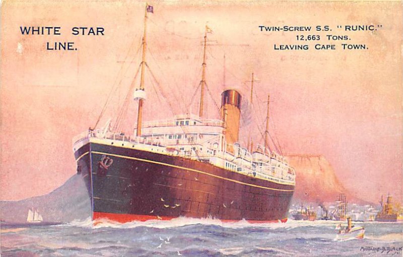 SS Runic White Star Line Writing on back, missing stamp | Topics ...