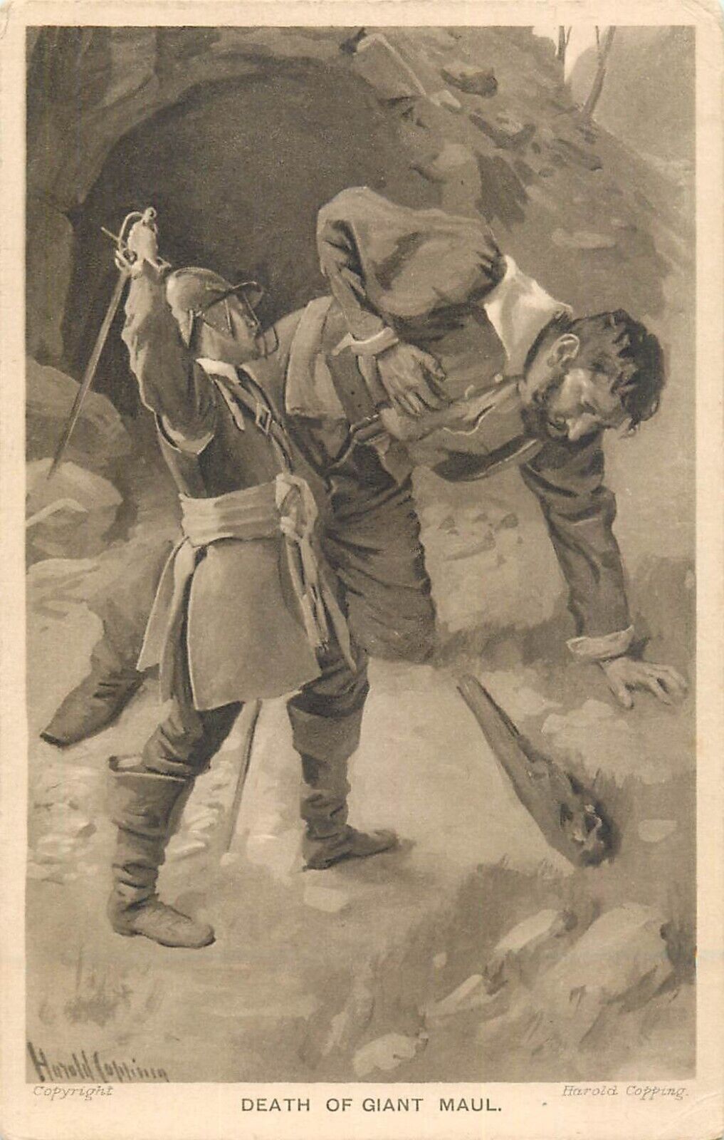 British illustrator Harold Copping death of Giant Maul Religious Tract ...