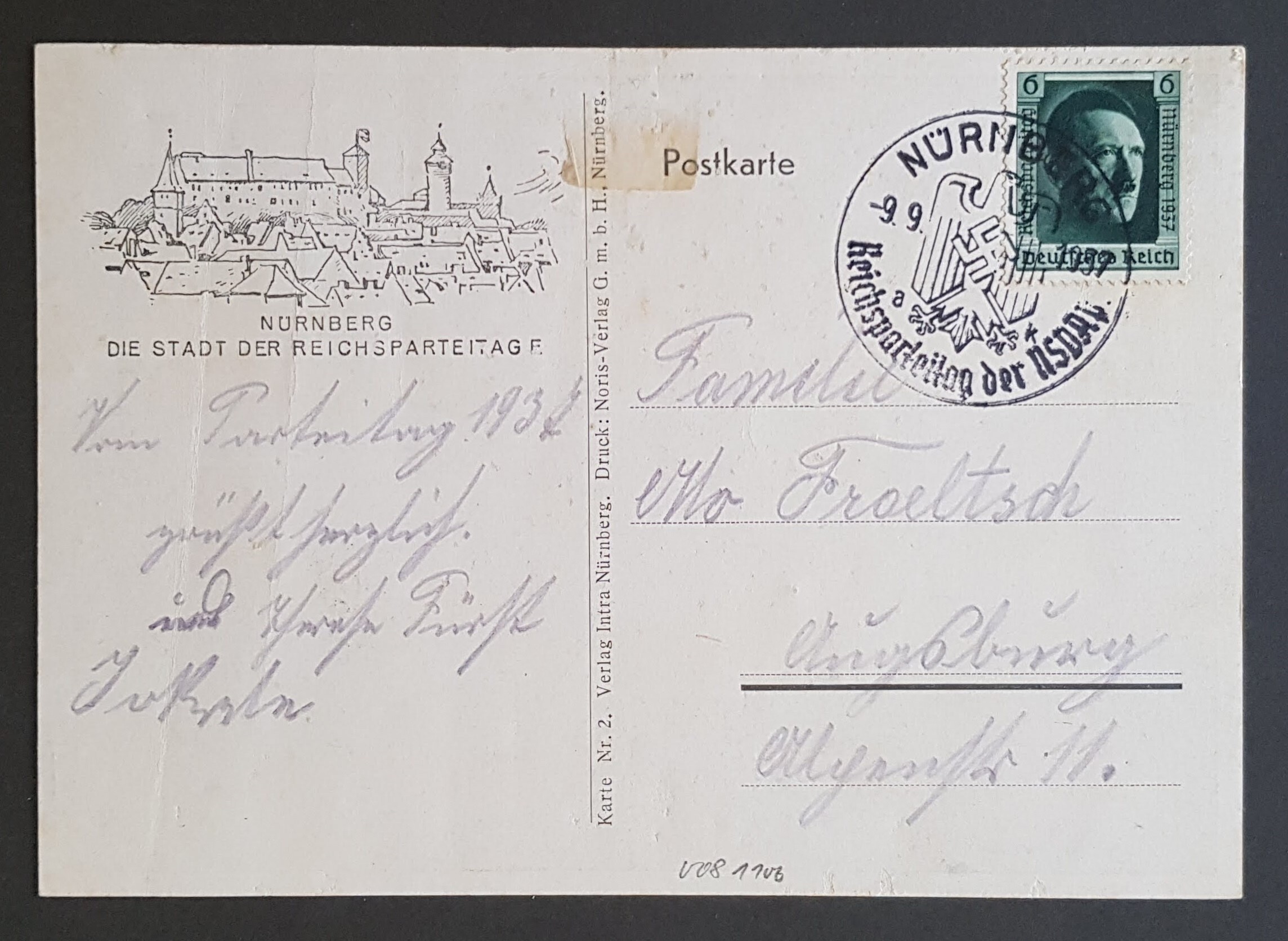 German Empire Third Reich Original Colour Postcard Nuremberg Rally 1937 ...