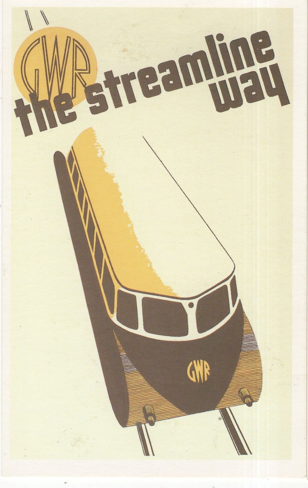 GWR The Streamline Way Train Old Poster Travel Advertising Postcard ...
