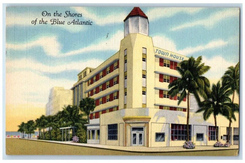 1950 Town House On The Shores Blue Atlantic Miami Beach Florida Vintage ...