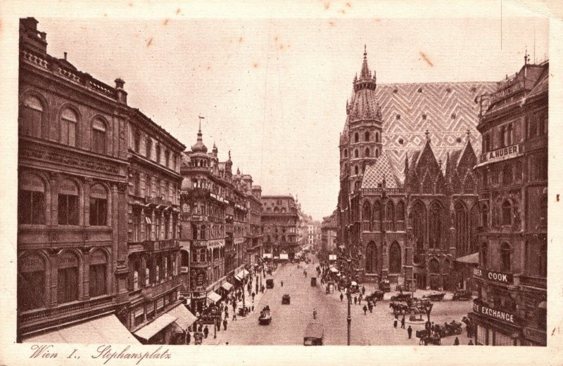 Vintage Postcard 1920's View of Wien I. Stephansplatz Church Vienna ...