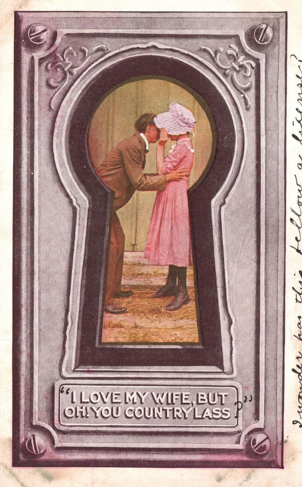 Vintage Postcard 1910 I Love My Wife, But Oh! You Country Lass Couple ...