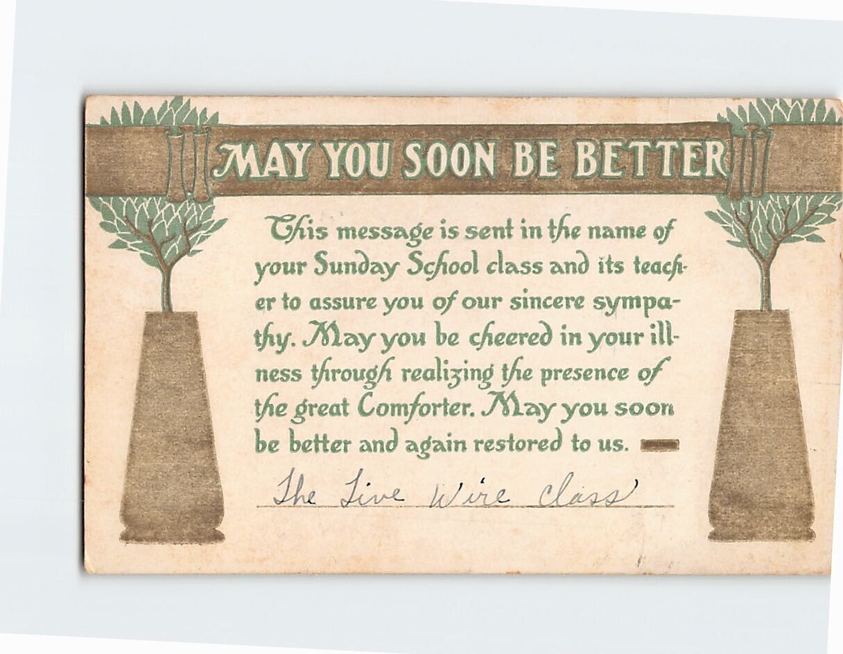 Postcard - Get Well Soon Greeting Card with Message and Art Print ...