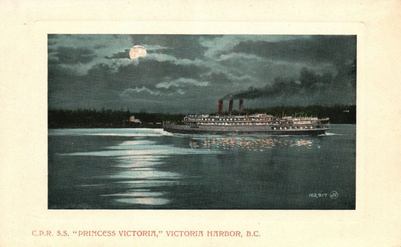 Vintage Postcard 1920s CPR SS Princess Victoria Victoria Harbor British ...