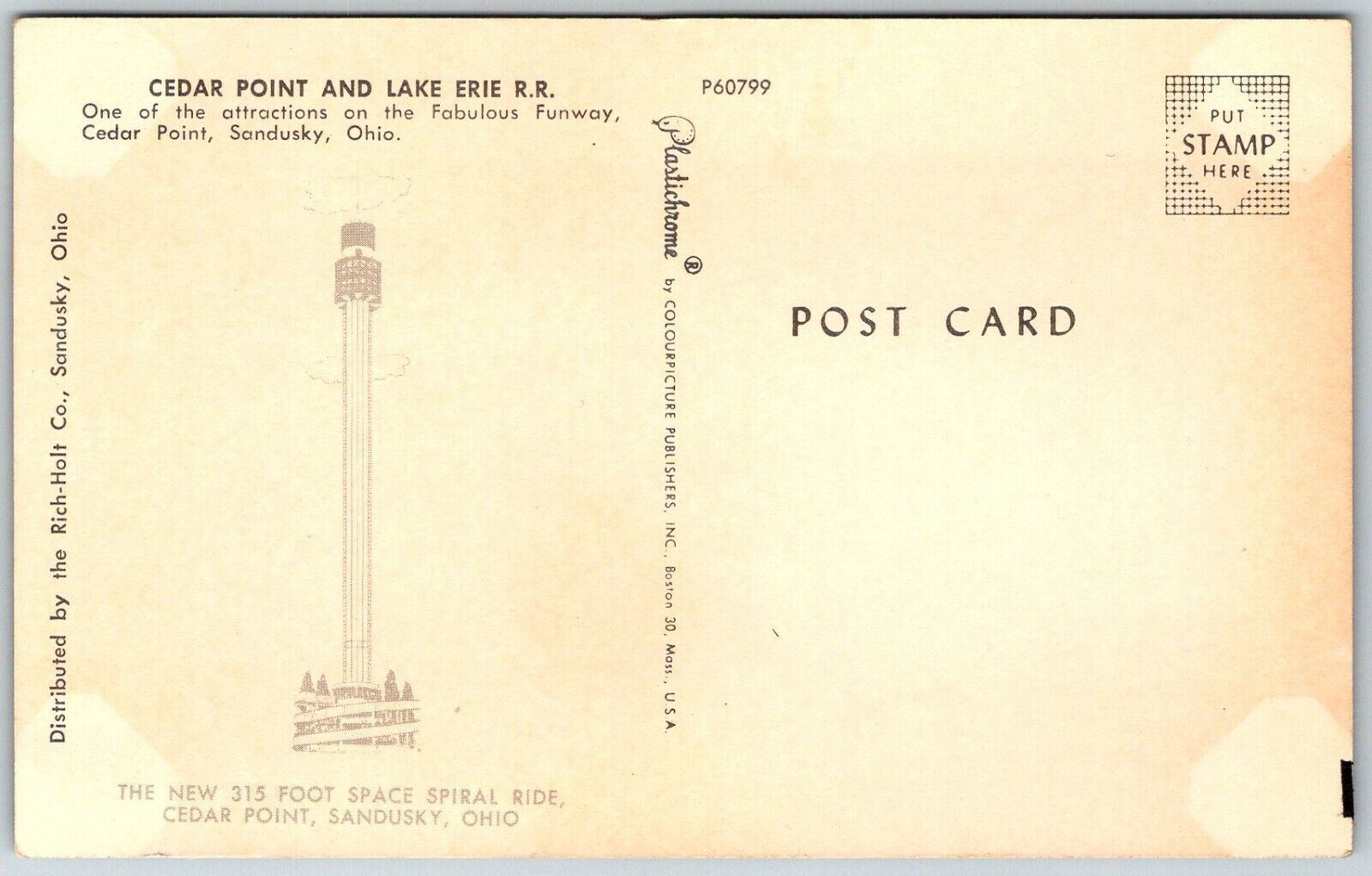 Cedar Point Sandusky Ohio 1960s Postcard Lake Erie Railroad Train ...