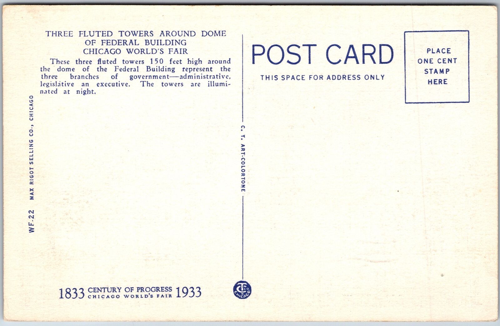 Vintage Postcard Three Fluted Towers the Federal Building Chicago World ...