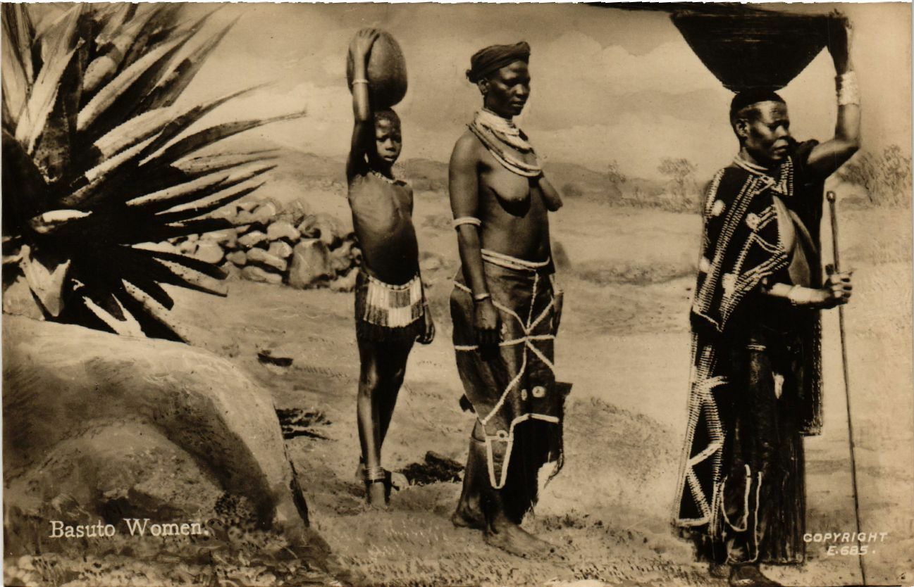 PC CPA ETHNIC NUDE FEMALE TYPES BASUTO AFRICA Real Photo Postcard (b676 ...
