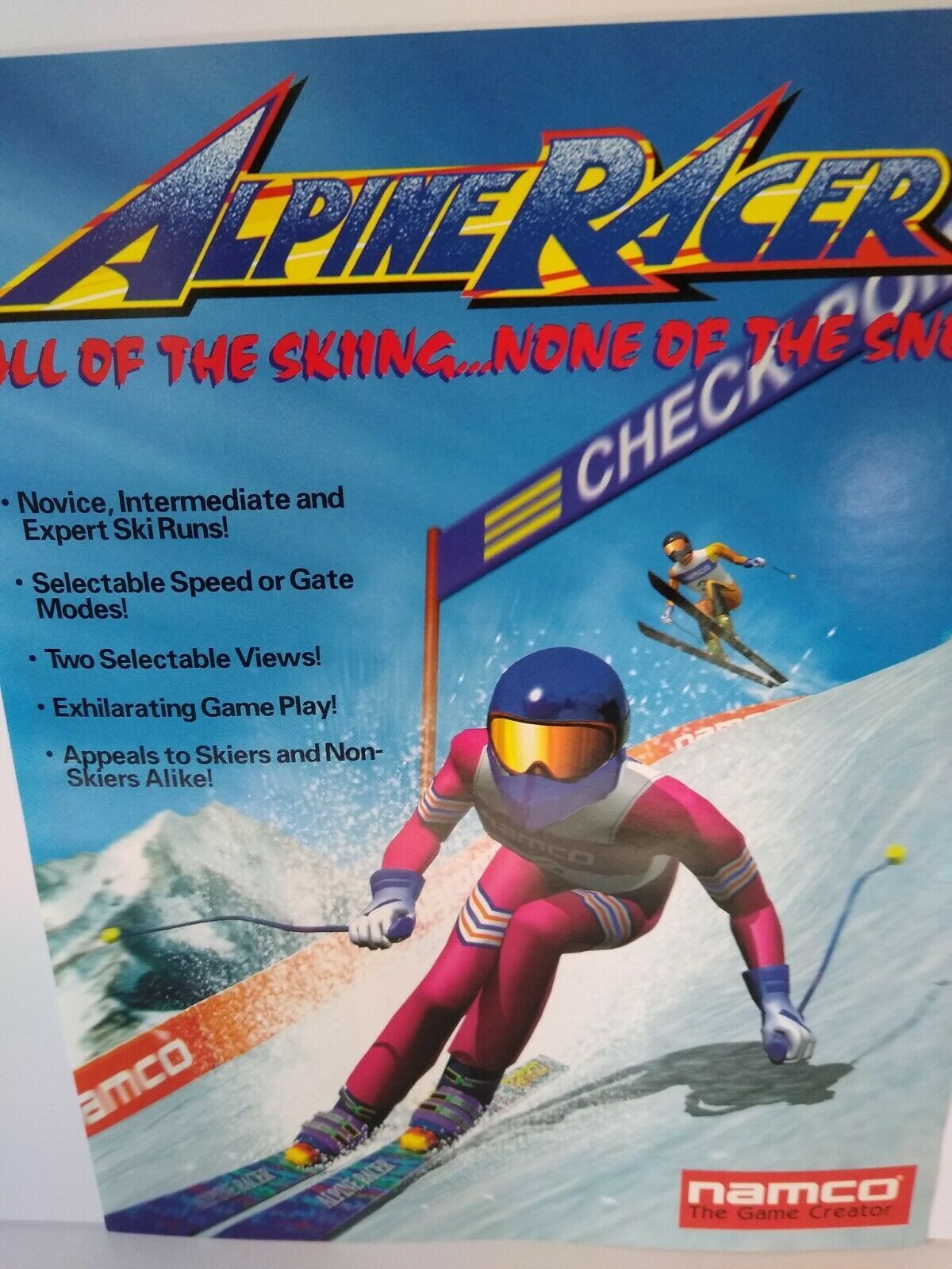 Alpine Racer Arcade FLYER Original 1995 NOS Video Game Skiing Sport ...