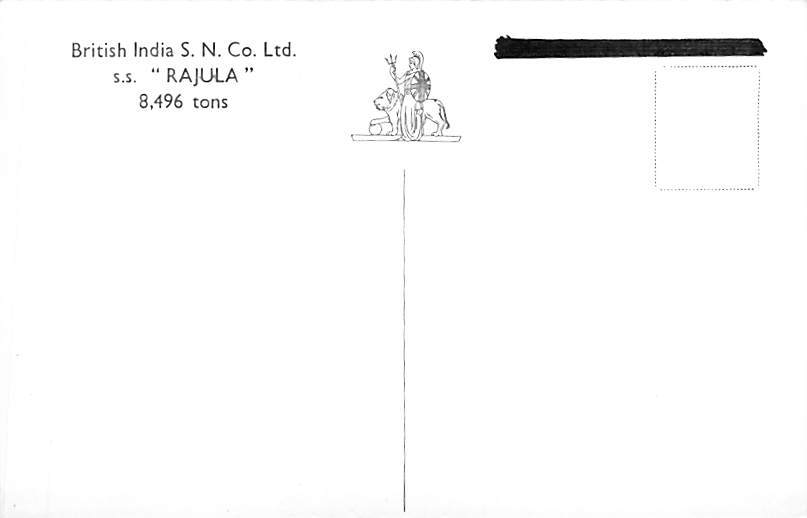 SS Rajula British India Steam Navigation Co Ship Unused | Topics ...