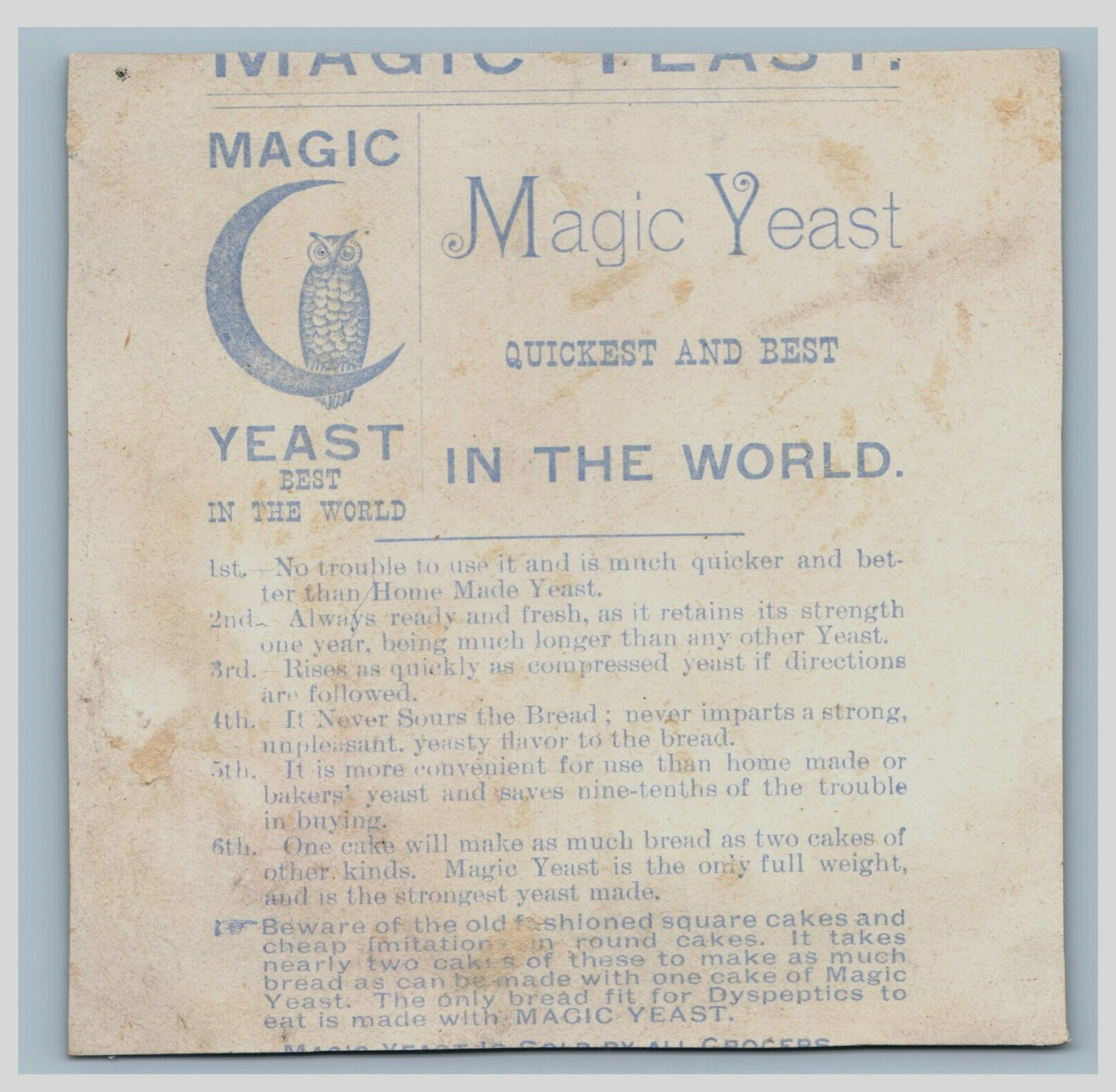 1900s Scrap Magic Yeast Beautiful Child Crescent Moon Owl #6A ...