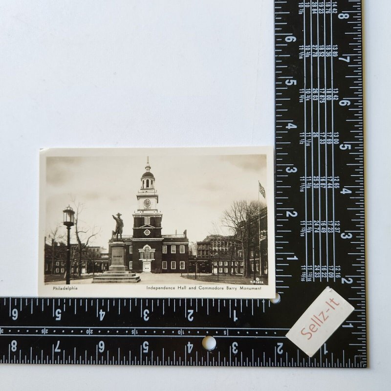 Independence Hall Commodore Barry Monument Philadelphia PA Street RPPC ...