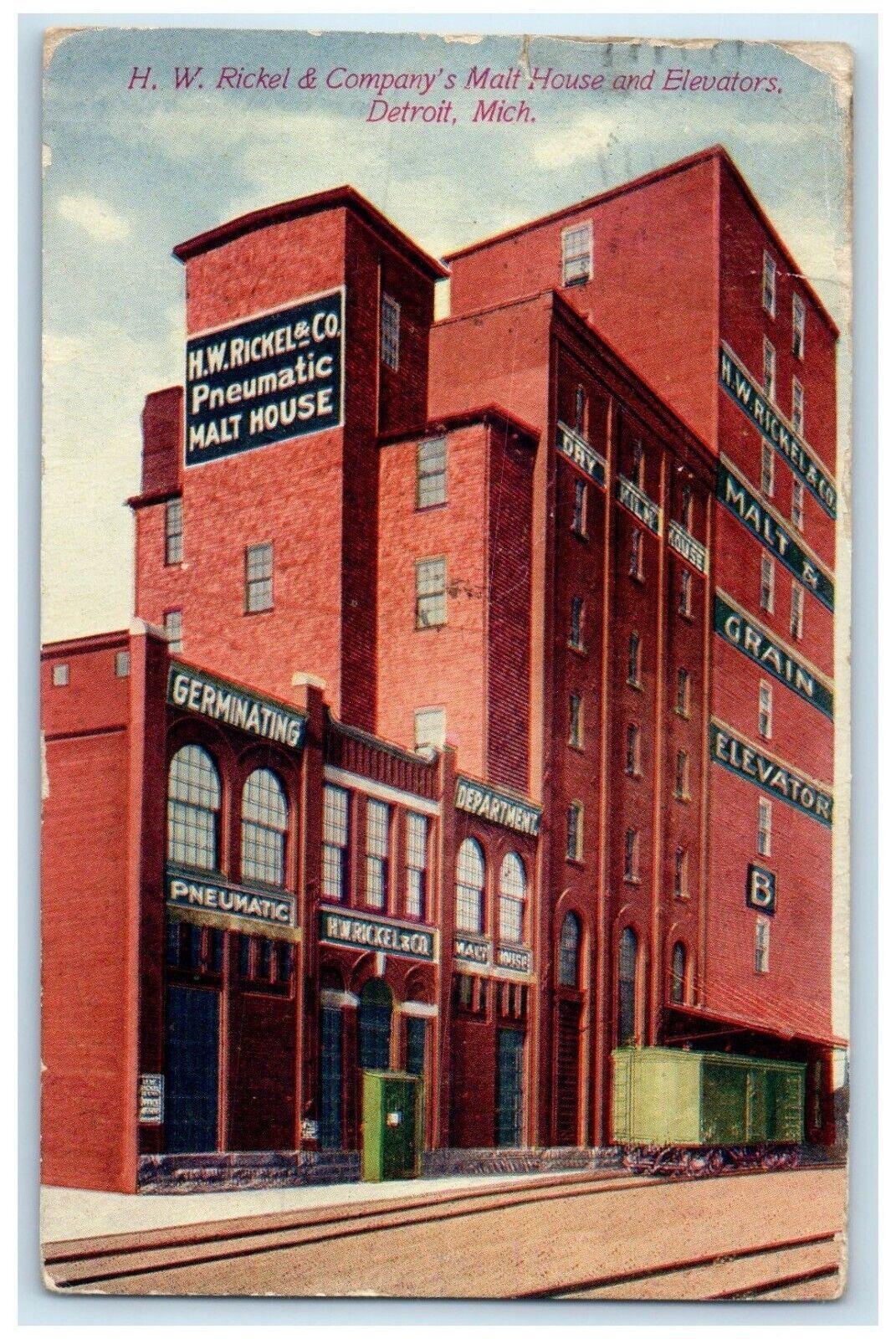 1911 HW Rickel & Company's Malt House Elevators Beer Detroit MI Antique ...