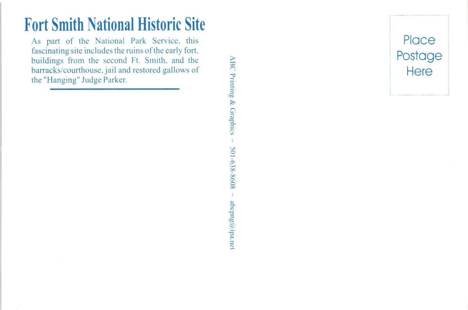 Vintage Postcard 4x6- FORT SMITH NATIONAL HISTORIC SITE UnPost 1960-80s ...