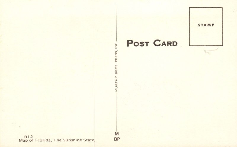 Vintage Postcard Map of Florida The Sunshine State Golfing Fishing ...