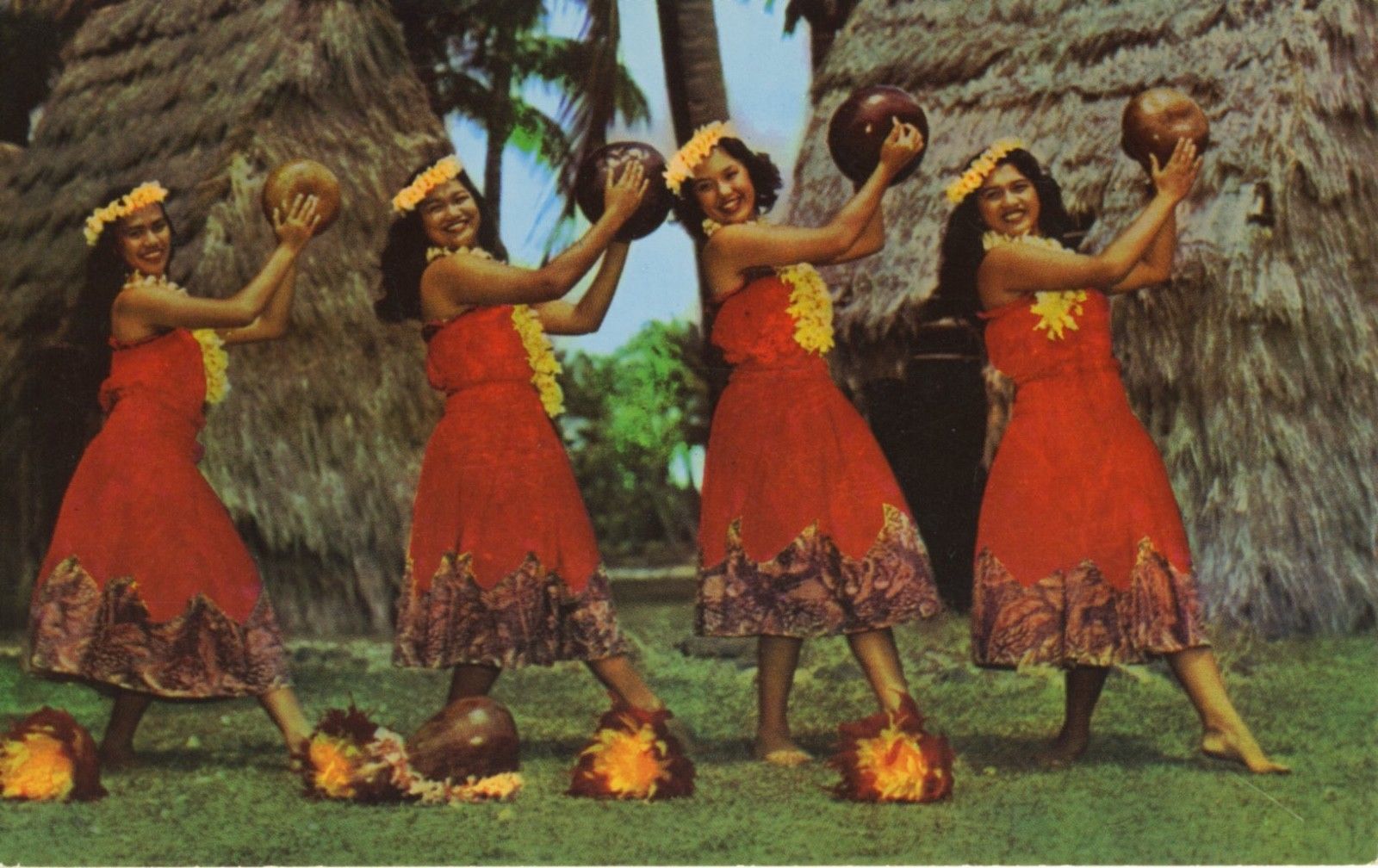Hula Nani Girls, Pahu Skirts, Hawaii, HI Kent Gihrard Postcard | United ...