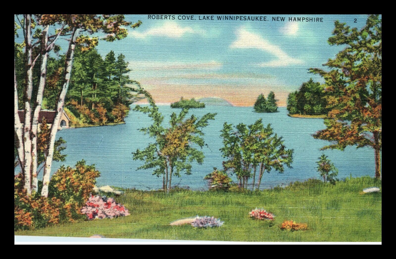 1940s Roberts Cove Lake Winnipesaukee New Hampshire Linen Secnic ...