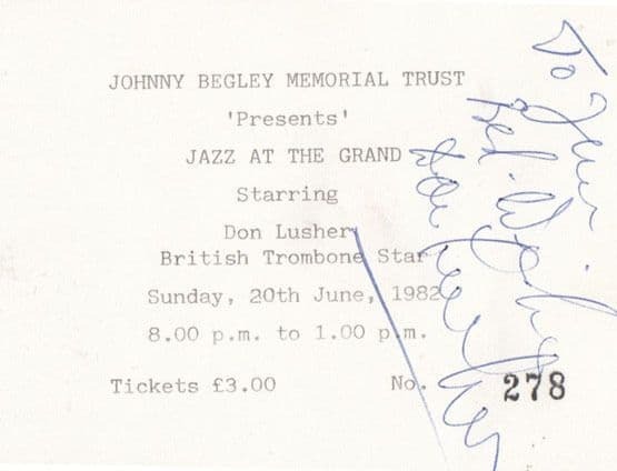 Don Lusher of The Ted Heath Band Trombone Player Hand Signed Concert ...