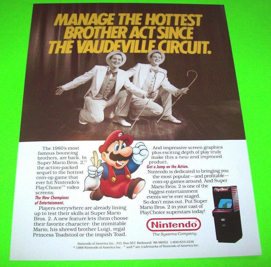 Super Mario Bros 2 Arcade Game Flyer Playchoice Video Game Promo Retro ...