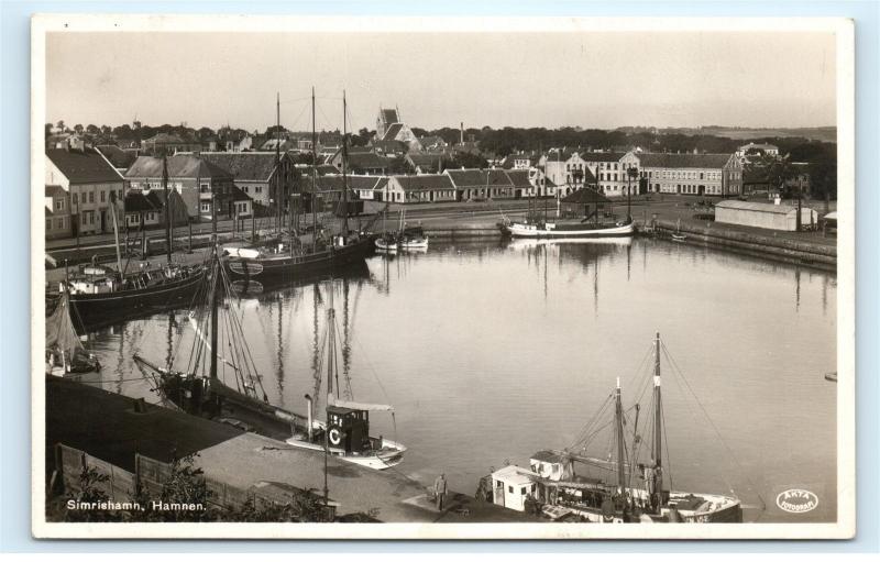*Simrishamn Hamnen Sweden Harbor Boats Town View Vintage Photo Postcard ...