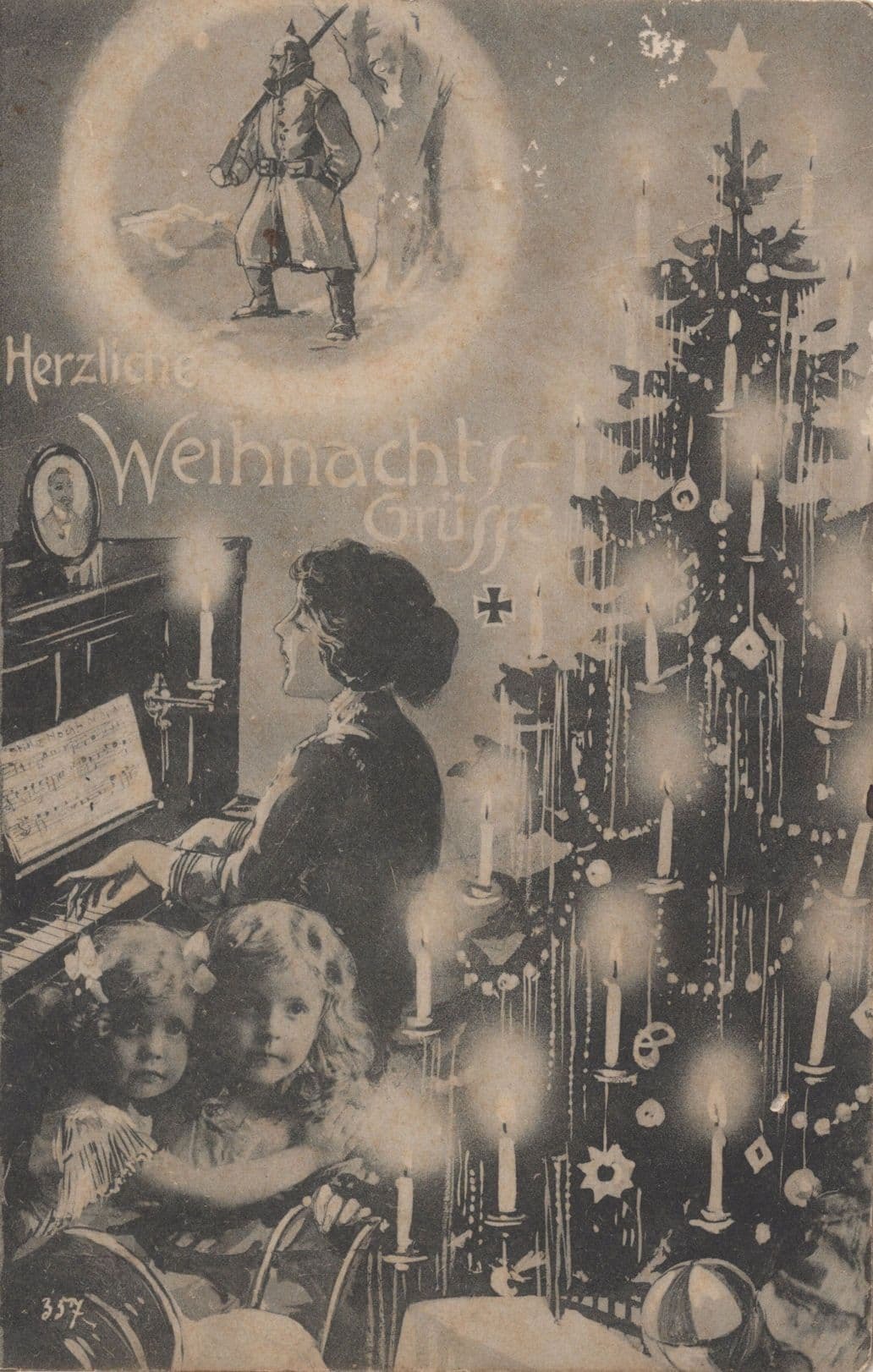 German Children At Christmas Tree WW1 Dad Frontline Soldier Old ...