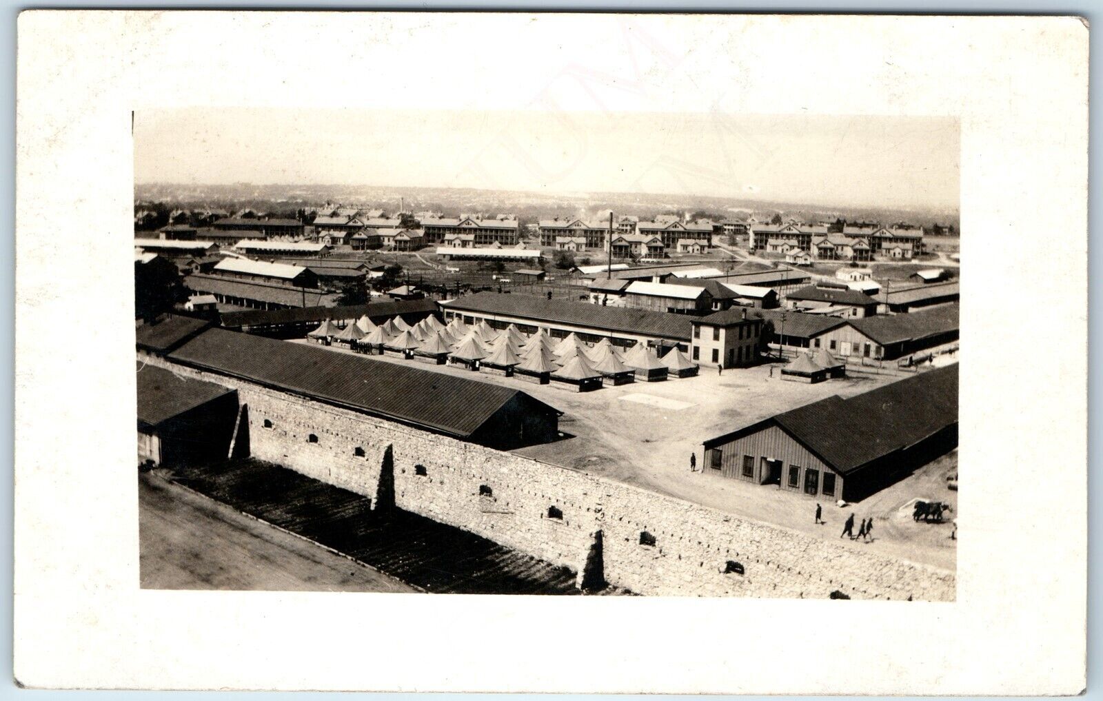 c1910s WWI San Antonio, TX Fort Sam Houston Barracks Camp Aerial Real ...