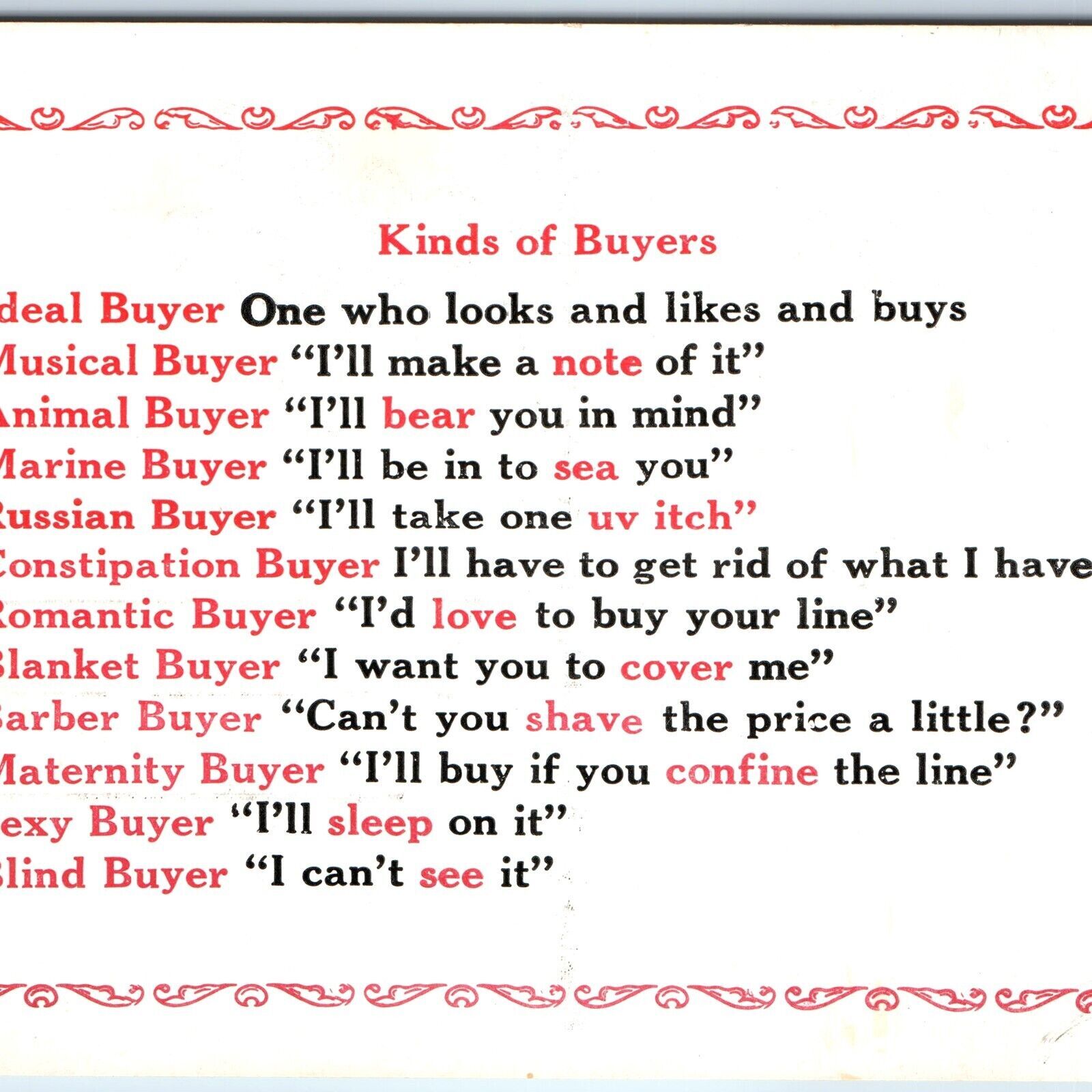 c1950s Elmer Anderson Comic "Kinds of Buyers" Entrepreneurship Business ...