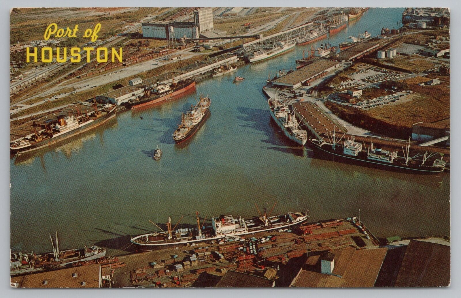 Ship~Port Of Houston~Ship Channel And Turning Basin~PM 1964~Vintage ...