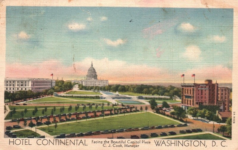 Vintage Postcard 1935 Hotel Continental Facing Capitol Plaza Washington ...