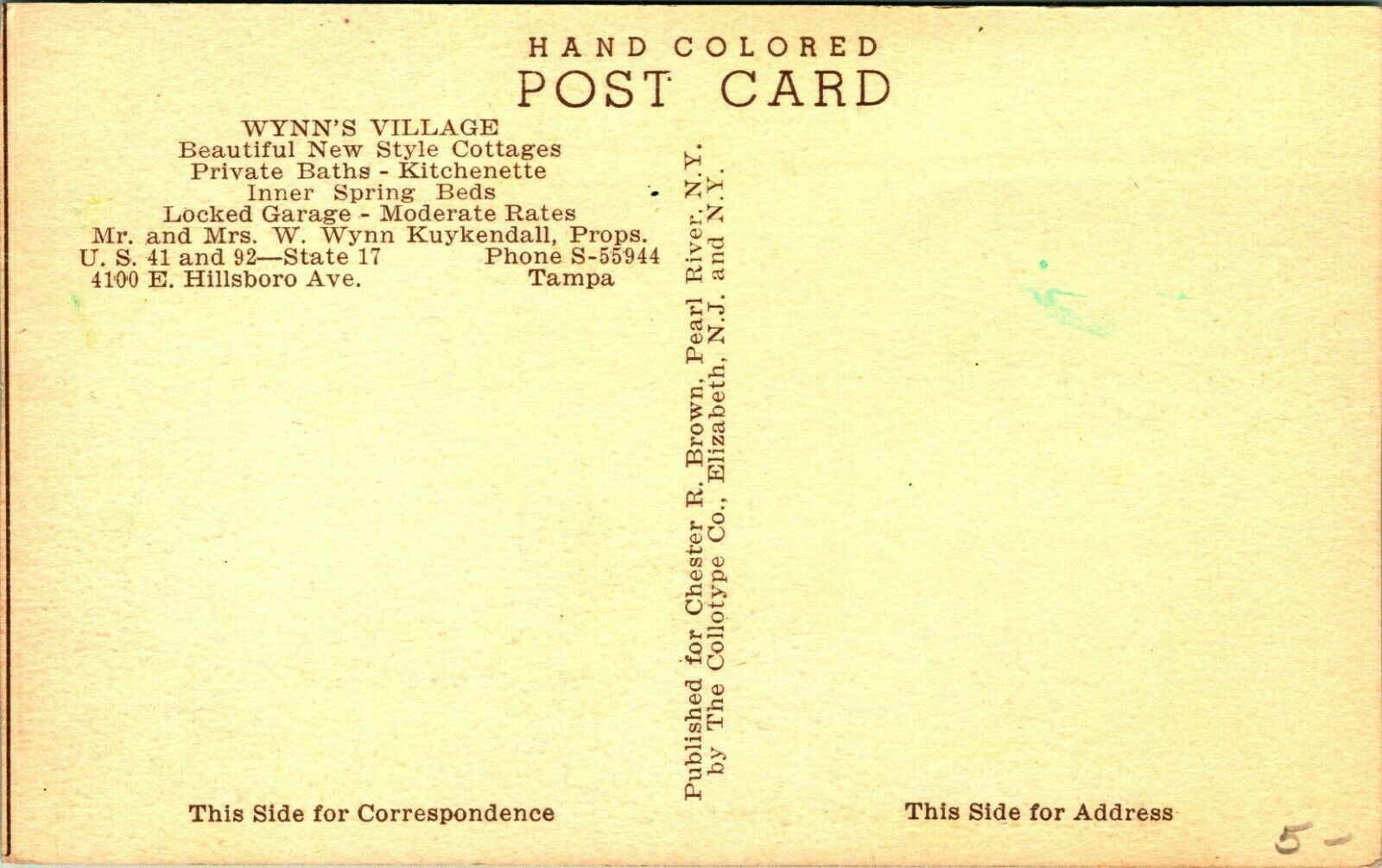 Wynn's Village Court Tampa Florida Roadside Rte 41 UNP Collotype ...